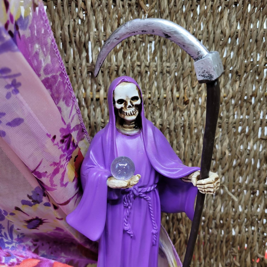 SANTA MUERTE Purple Statue 9", Santa Muerte Holy Death Statue Grim ...