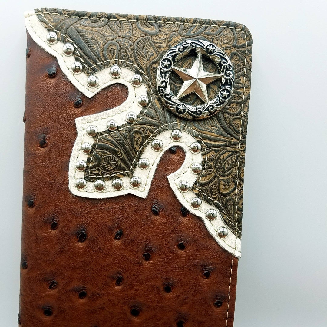 Personalized Star Mens Wallet Western Bifold Checkbook Style Wallet ...
