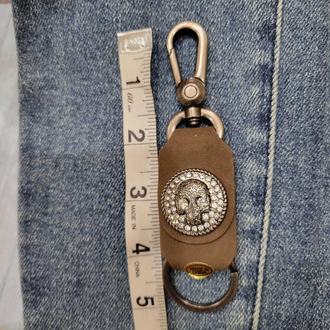Montana West Skull Face Keychain With Key Ring Genuine Leather With ...