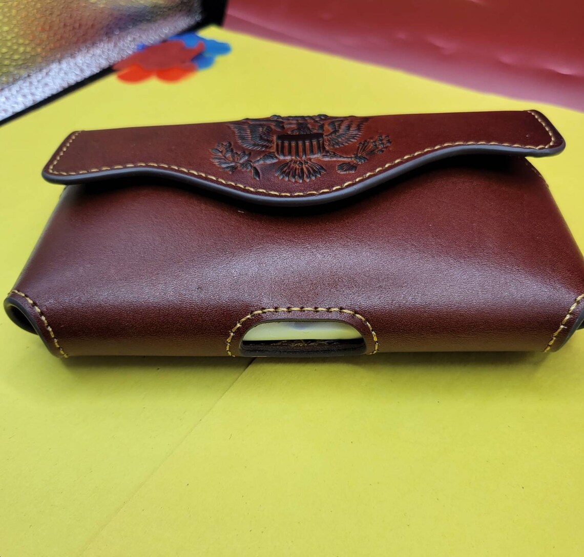 Western Leather Phone Case American Eagle Belt Loop Phone Case Brown ...