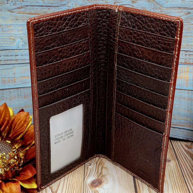 Western Wallet Genuine Leather Cowboy Wallet Handtooled Floral ...