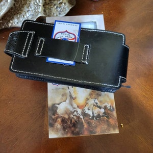 Bullrider Western Cowboy Leather Phone Holster Holder BLACK for LARGER ...