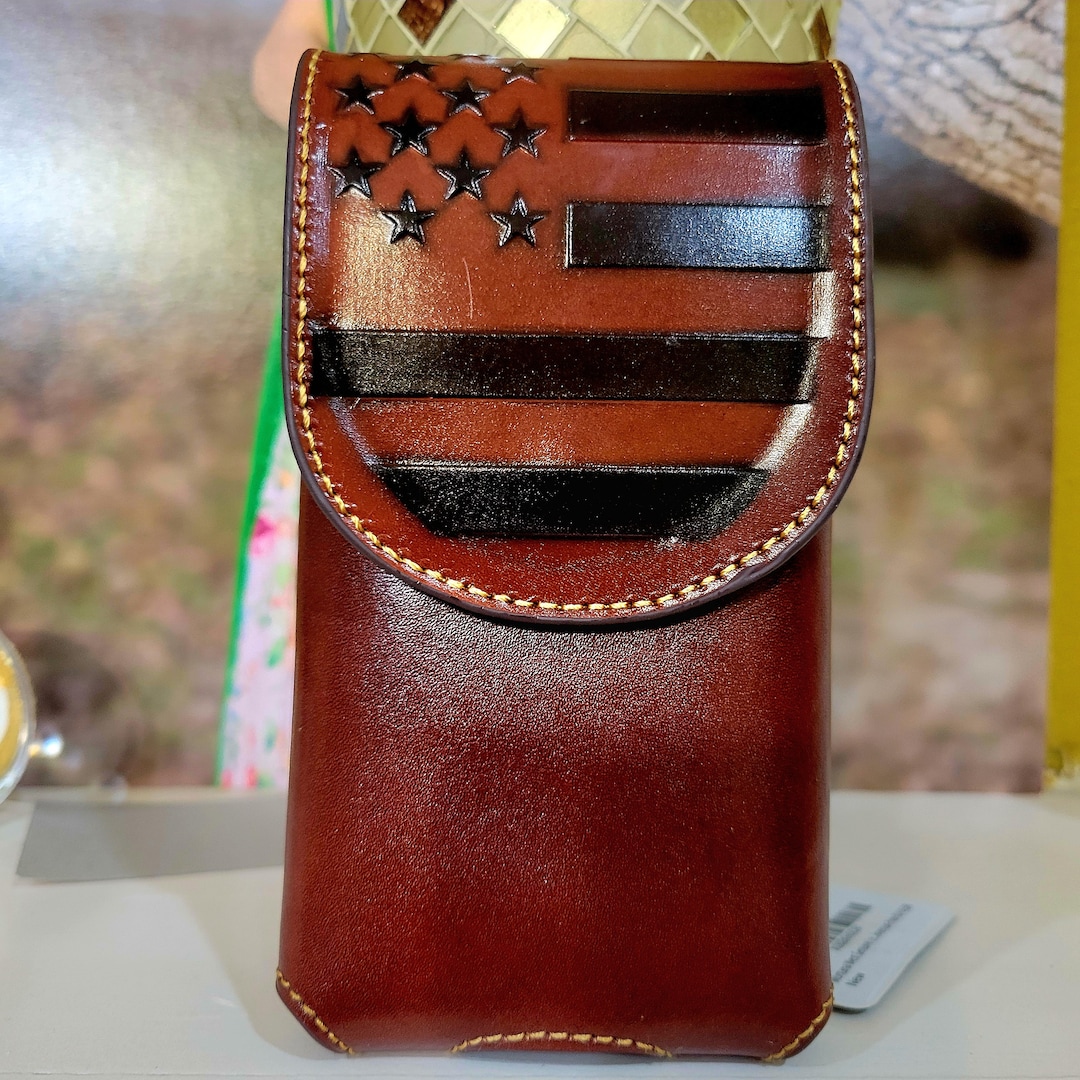 Western Cell Phone Holder Holster Genuine Leather Belt Loop American ...