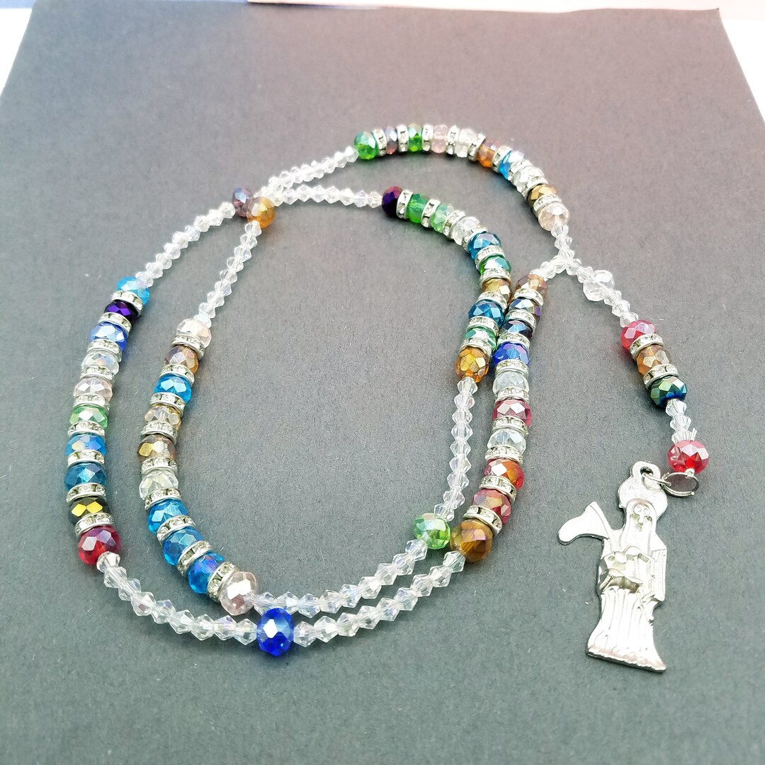 Santa Muerte Rosario Holy Death Rosary Multicolor Crystal & Rhinestone ...