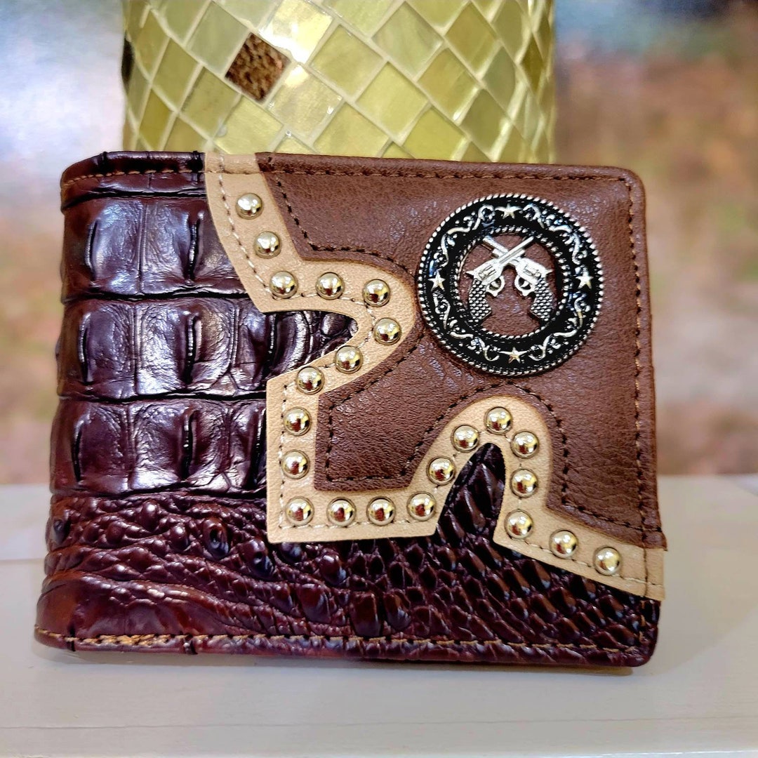Crossed Guns Pistols Western Wallet Bifold Style Patchwork - Etsy