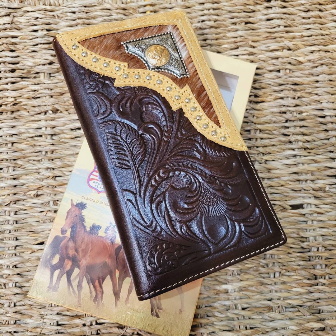 Bullrider Western Wallet Genuine Leather With Real Random Cow Hair ...