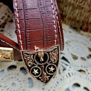 Longhorn Western Belt Cowboy Belt Genuine Leather Gold and Brown Texas ...