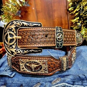 Longhorn Western Belt Genuine Leather Texas Style Western Belt Size ...