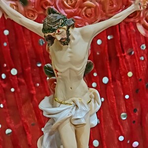 INRI Crucifix With Roses Jesus Christ Table Stand Altar Gold Accents 13 ...