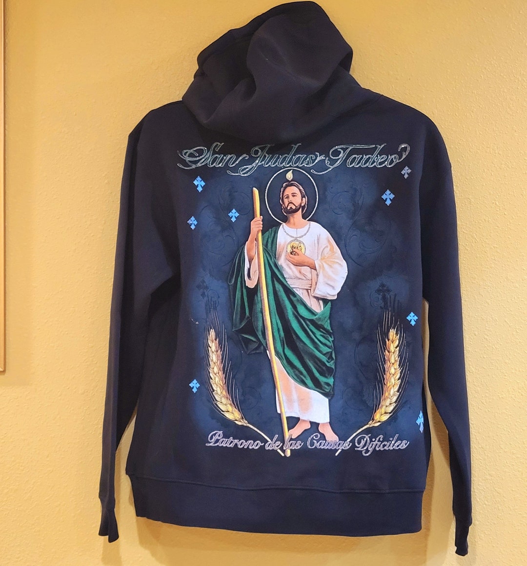 Saint Jude San Judas Tade Hoodie Black Size L Graphic Warm Pullover ...
