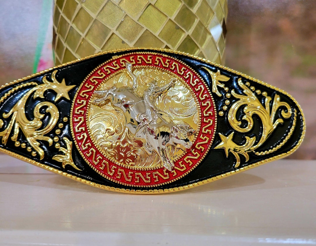 Bronc Rider Western Men Long Belt Buckle Steerhead Jeans Rodeo 7x3.5 ...