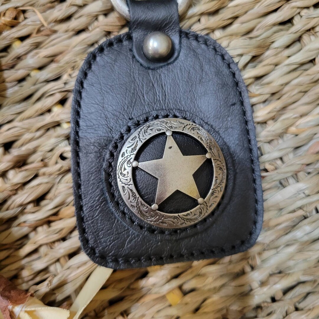 Montana West Texas Star Western Key Chain Leather Concho Marshal Star ...