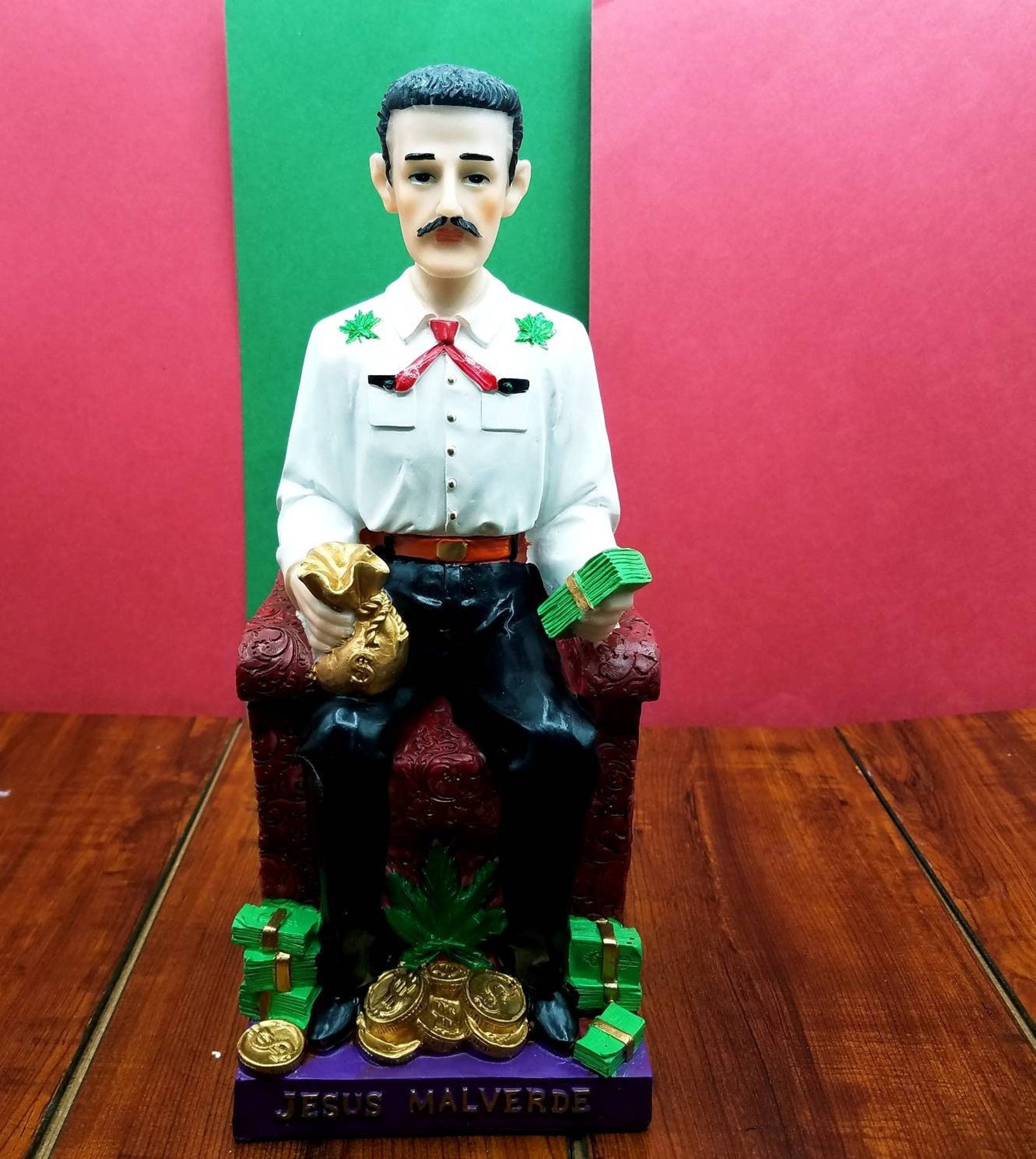 Jesus Malverde 10" Statue Angel of the Poor Sitting on Chair Religious ...