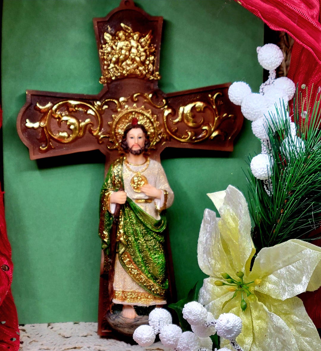 San Judas Wall Cross Saint Jude Home Decor Cross Wall Hanger Saint Jude ...