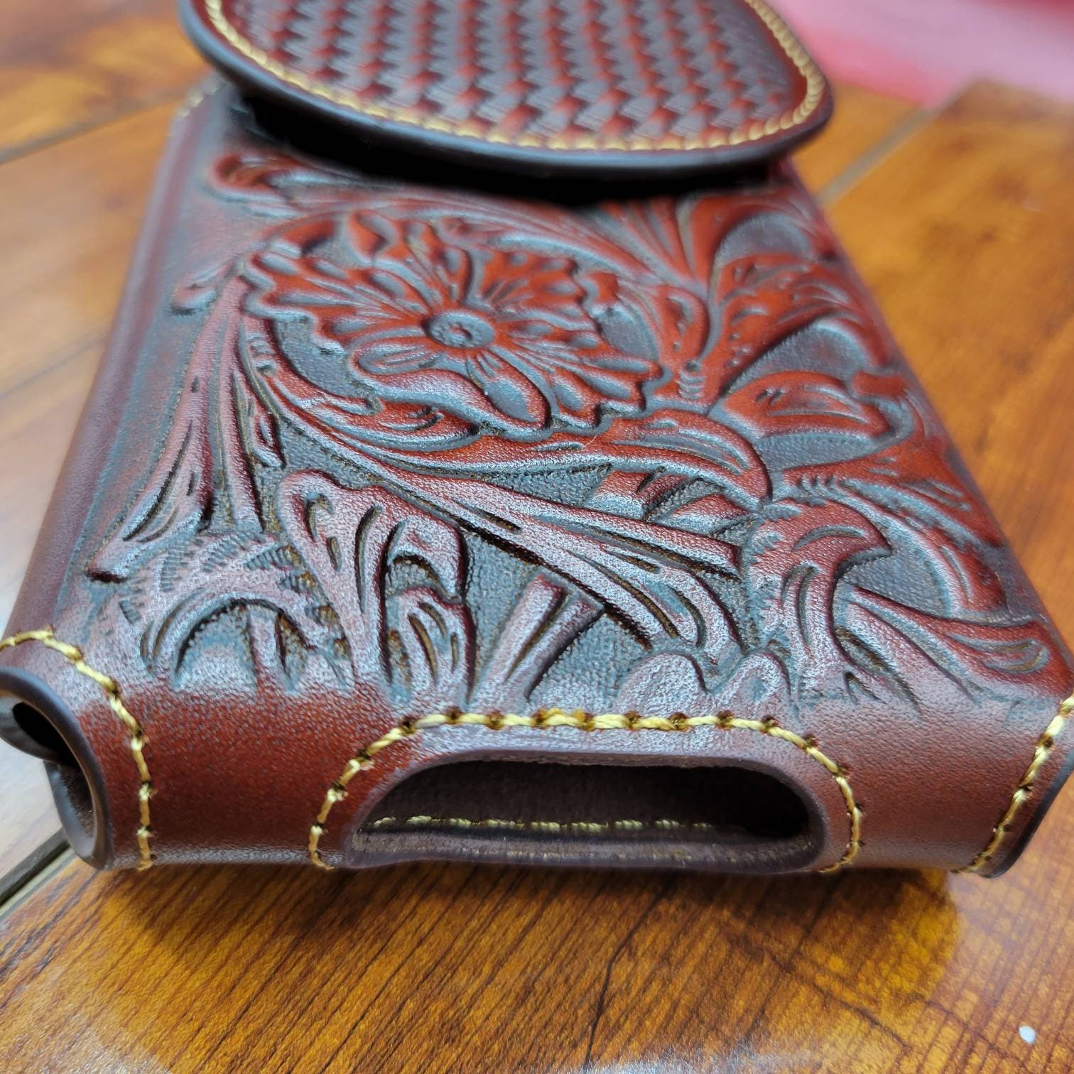 Western Genuine Leather Belt Loop Phone Holster Brown Basket - Etsy