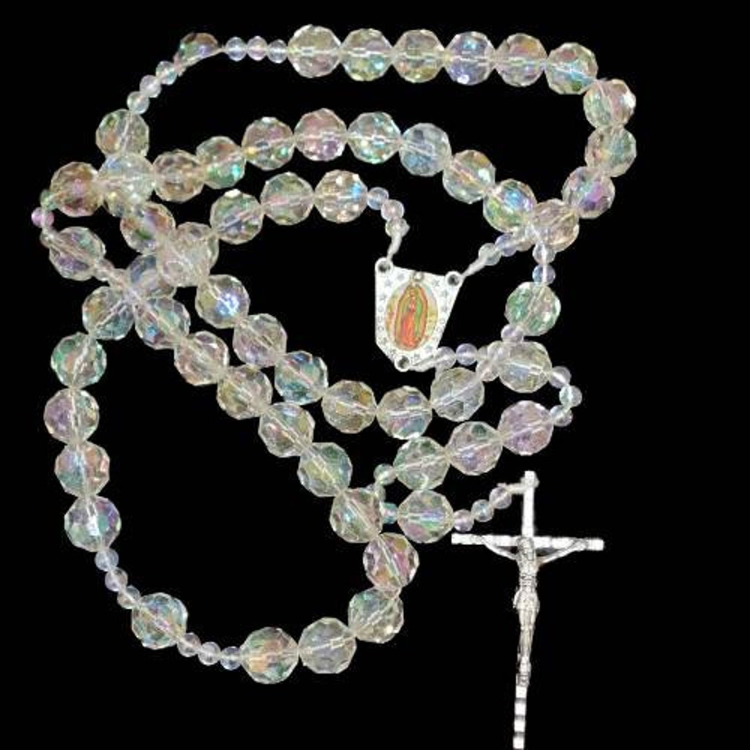 Large Wall Rosary VIRGEN DE GUADALUPE Crystal Shiny Catholic Rosary Wall Decor - Etsy
