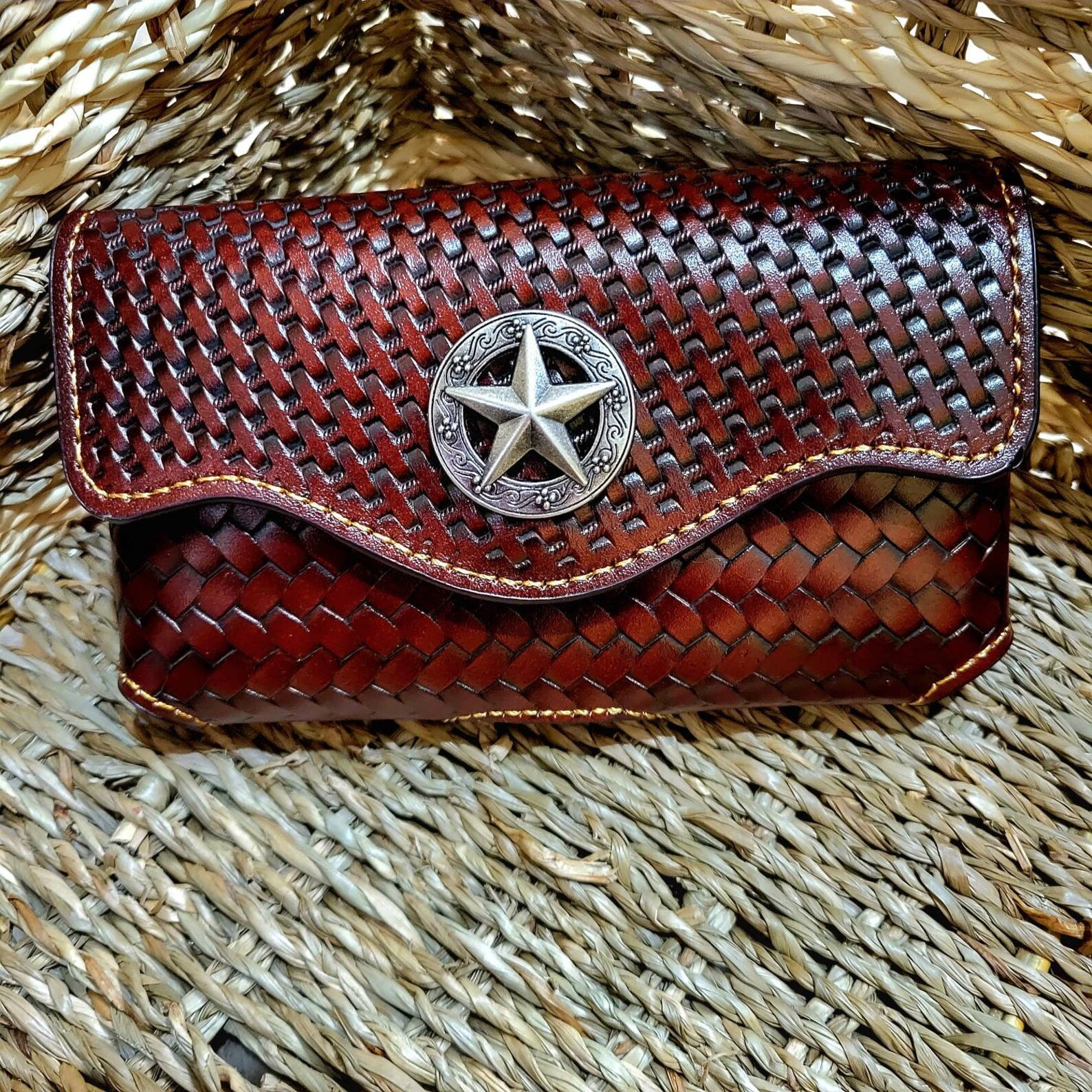 Western Phone Holster Star Phone Case Genuine Leather Belt Loop Phone ...