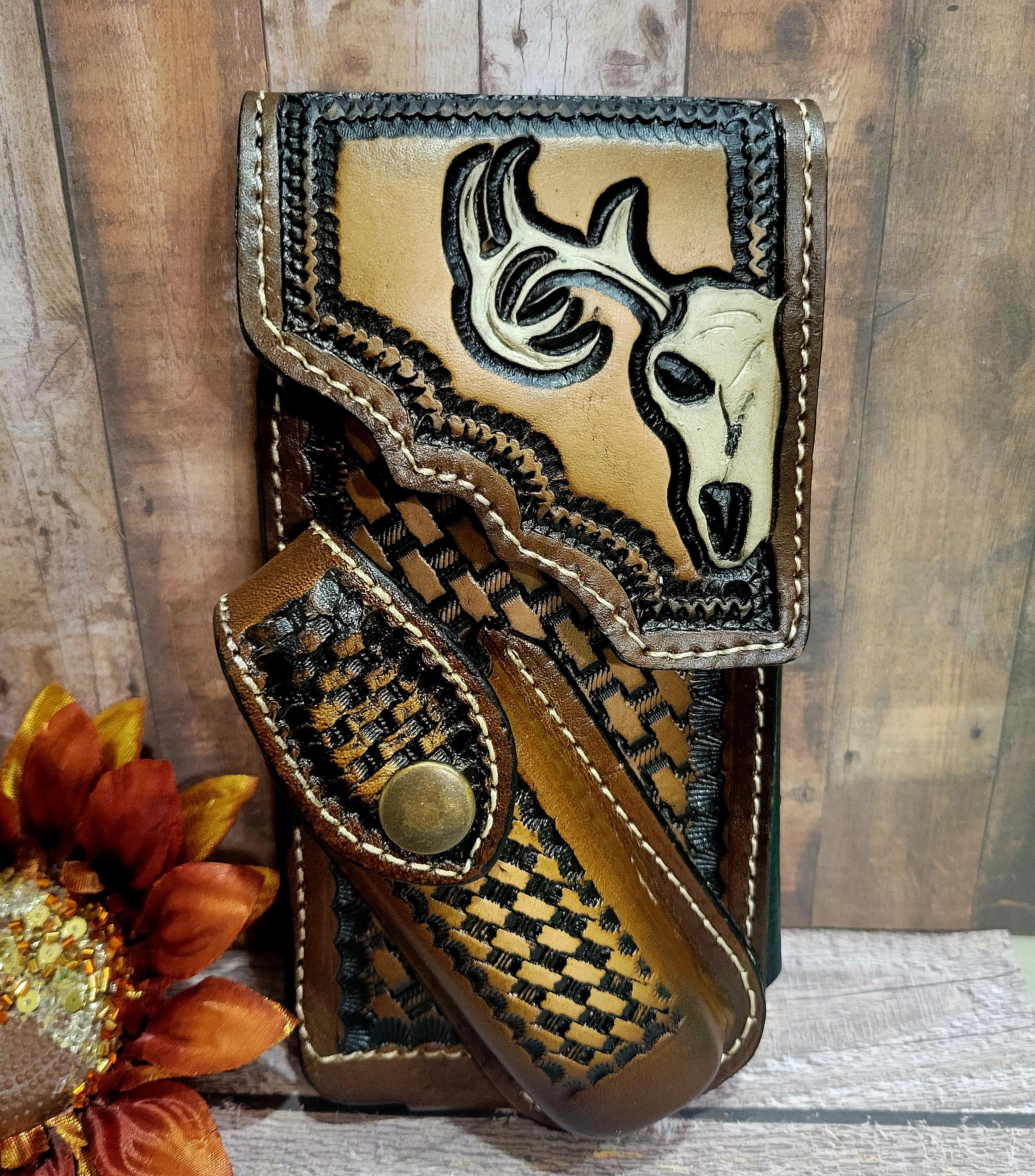 Longhorn Phone Holster With Knife Sheath Western Phone Case Genuine ...