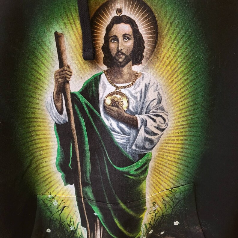 Saint Jude San Judas Tade Hoodie Black Size L Graphic Warm - Etsy