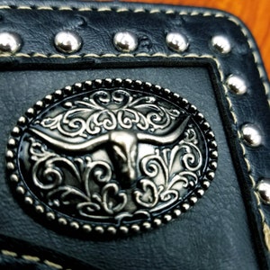 Longhorn Mens Wallet Western Bifold Wallet Ostrich Black Short Texas ...