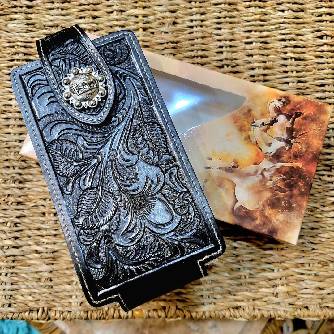Praying Cowboy Western Leather Phone Holster Holder for Larger Phones ...