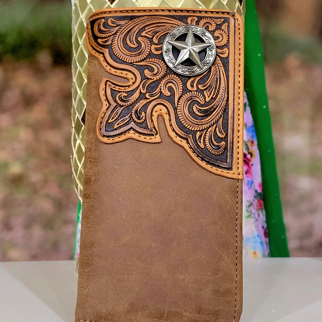 Sheriff Star Western Wallet Texas Star Faux Leather Bifold Checkbook ...