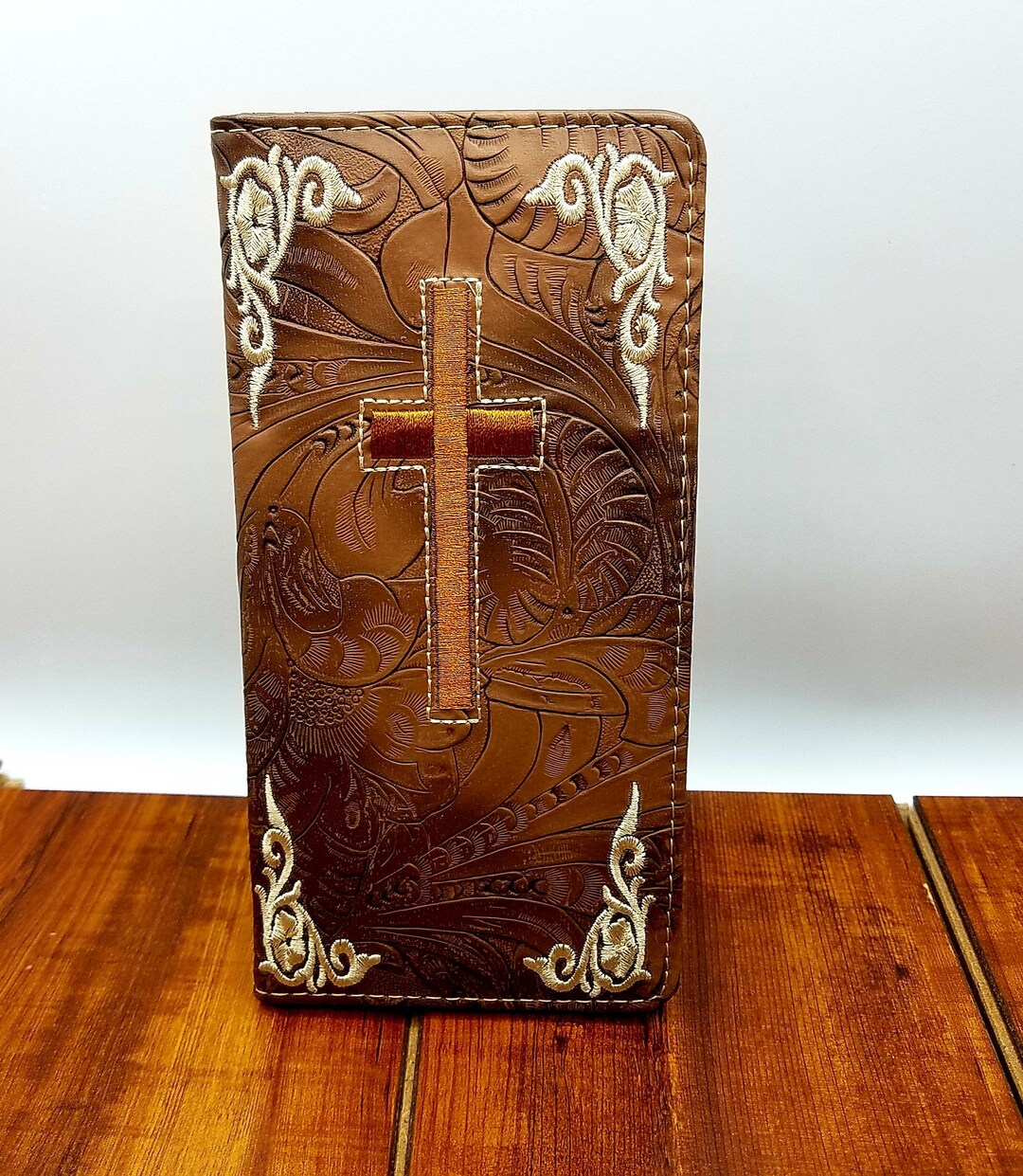Cross Wallet Western Bifold Personalized Religious Wallet Brown ...