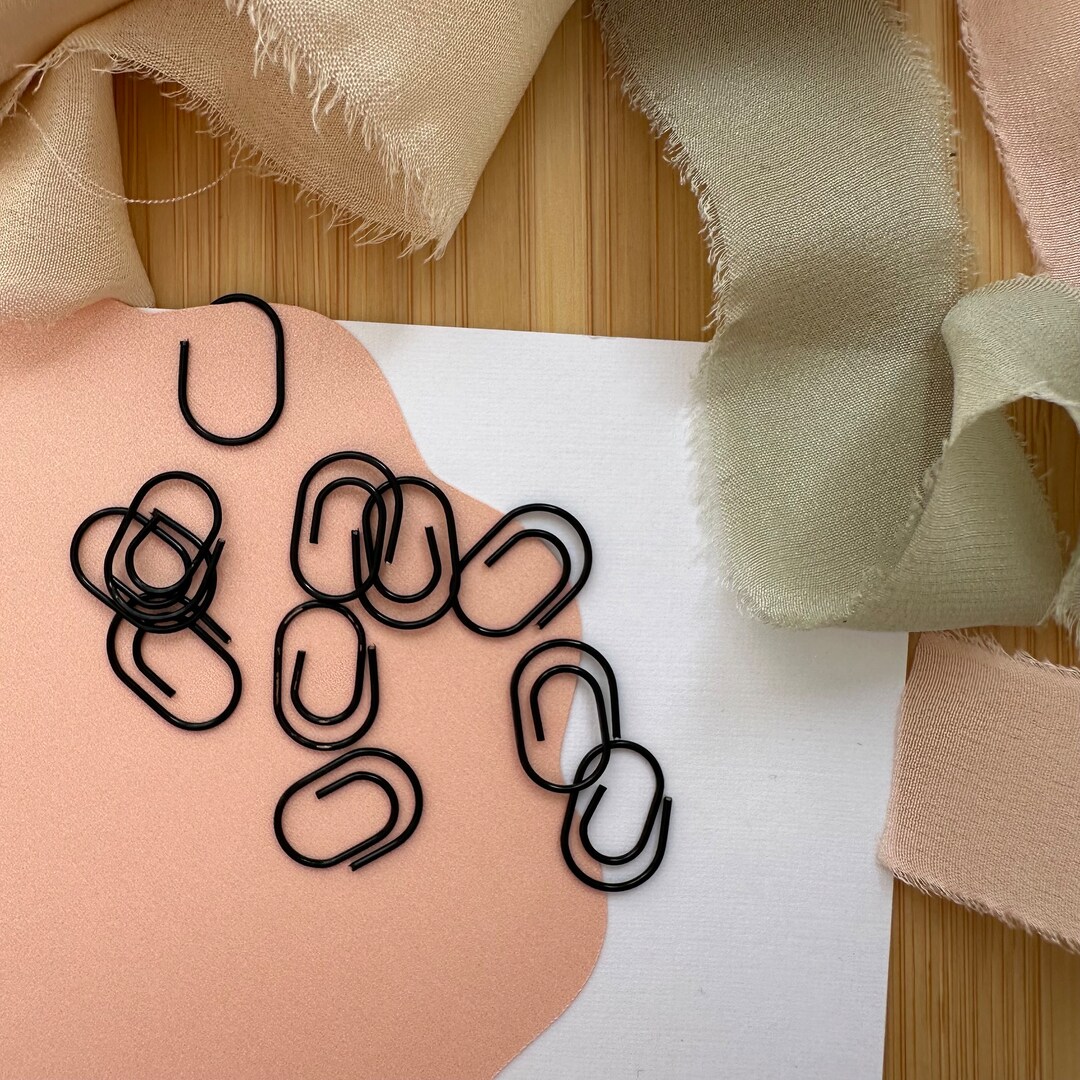 Black 15mm Oval Paper Clips, Planner Accessories, Black Stationery ...
