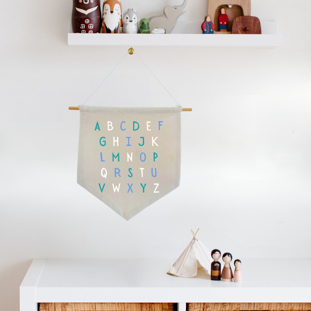 Alphabet ABC Banner Canvas Flag Personalised Baby Nursery Banner Custom ...