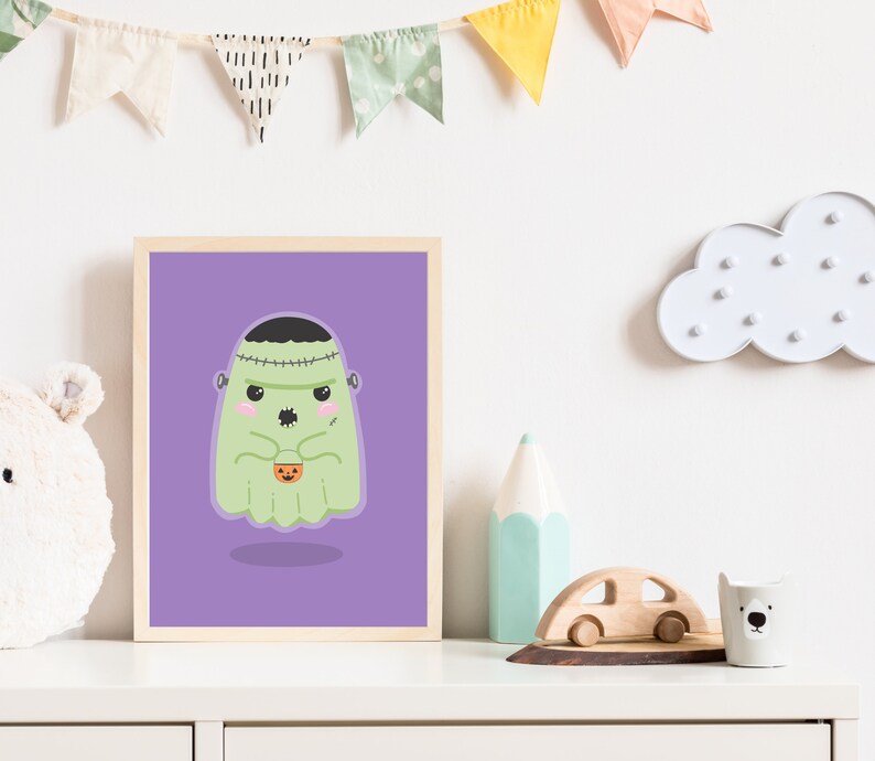 Set of Three Cute Halloween Wall Art, Cute Ghost Art, Ghost Costume ...