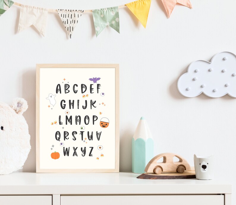 Alphabet Chart, Educational Poster, Halloween Theme, Homeschool Decor ...