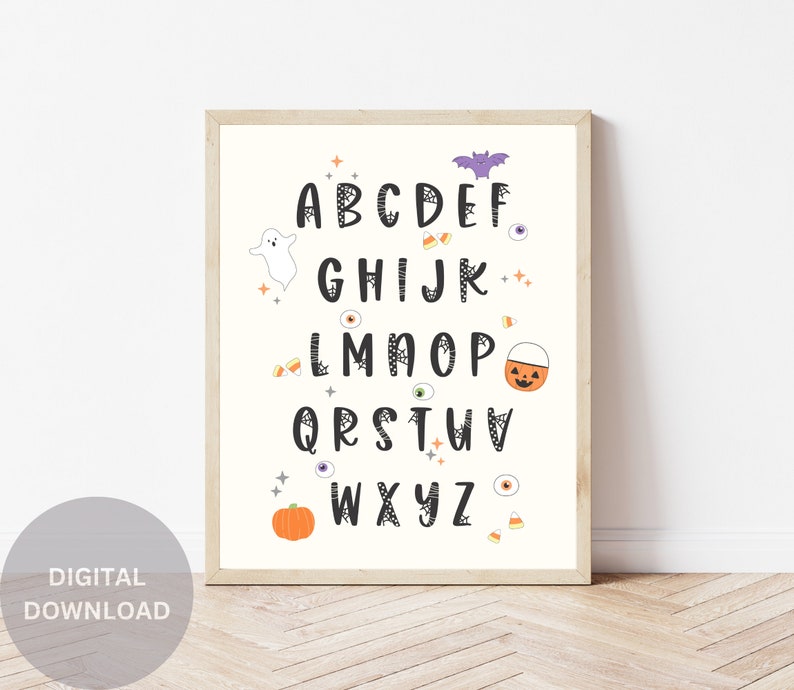 Alphabet Chart, Educational Poster, Halloween Theme, Homeschool Decor ...