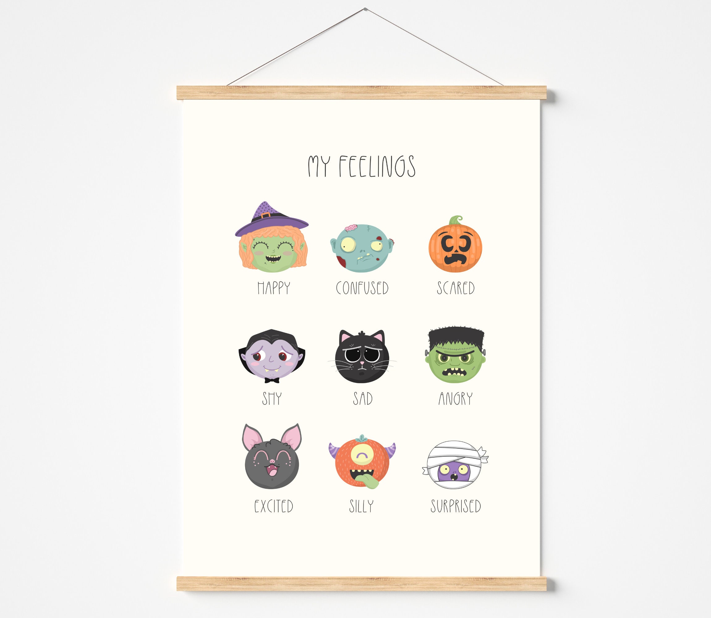 Feelings Chart, Emotions Chart, Educational Poster, Halloween Theme ...