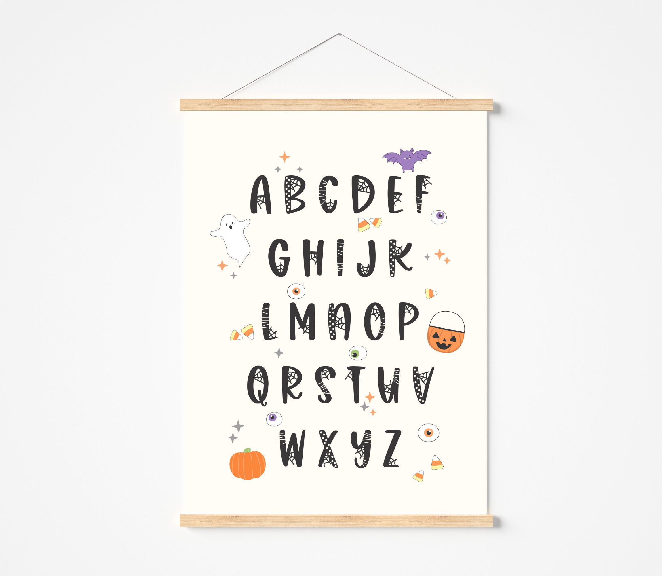 Alphabet Chart, Educational Poster, Halloween Theme, Homeschool Decor ...