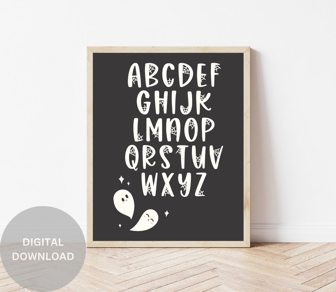 Alphabet Chart, Educational Poster, Halloween Theme, Homeschool Decor ...