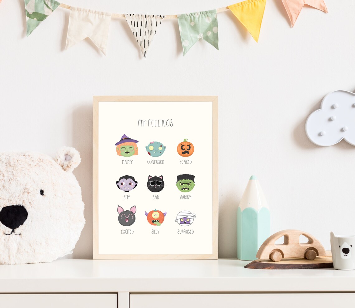 Feelings Chart, Emotions Chart, Educational Poster, Halloween Theme ...