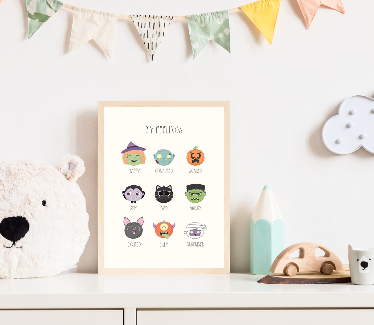Feelings Chart, Emotions Chart, Educational Poster, Halloween Theme ...