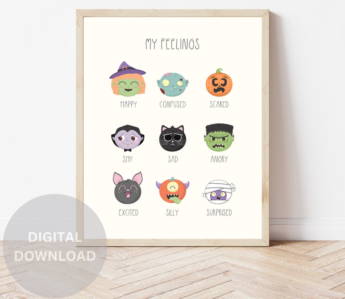 Feelings Chart, Emotions Chart, Educational Poster, Halloween Theme ...