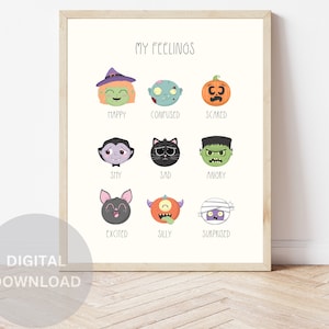 Feelings Chart, Emotions Chart, Educational Poster, Halloween Theme ...