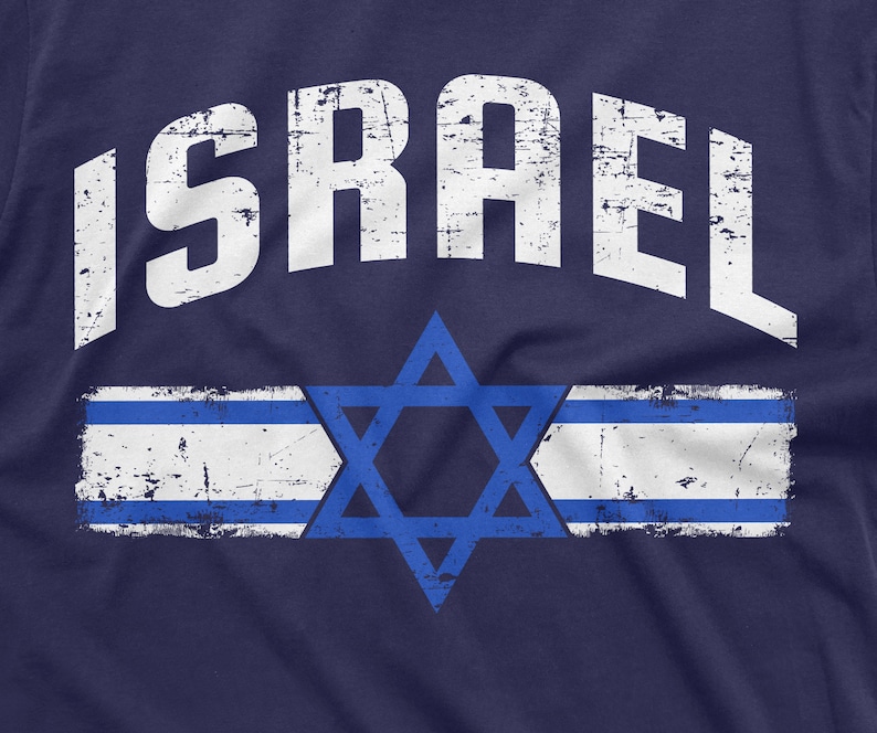Men's Israel T-shirt Israeli Flag Coat of Arms Tee Shirt ישראל Star of ...