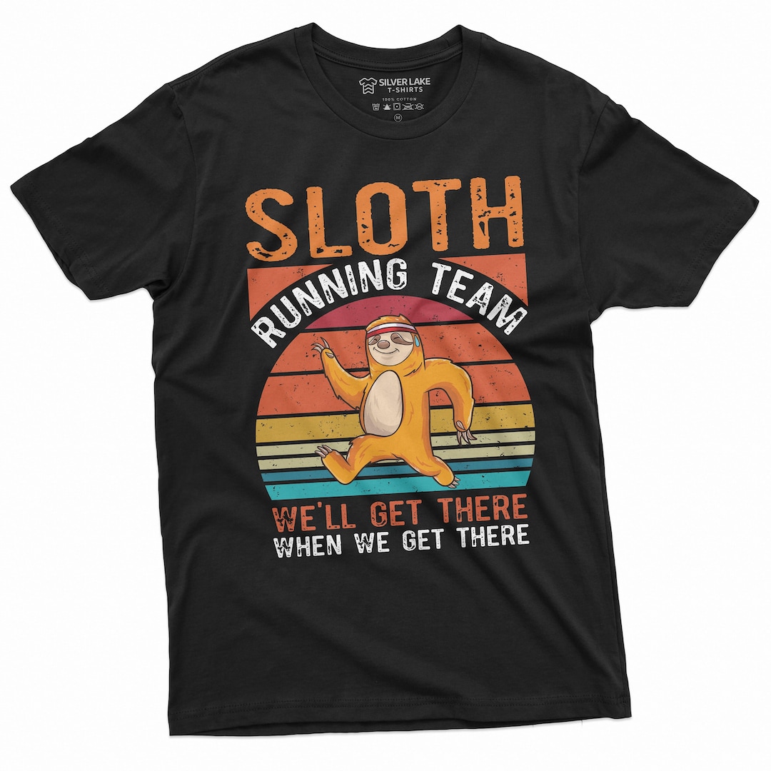 Sloth Running Team Funny Tee Shirt Running Runner Marathon Tee Mens ...