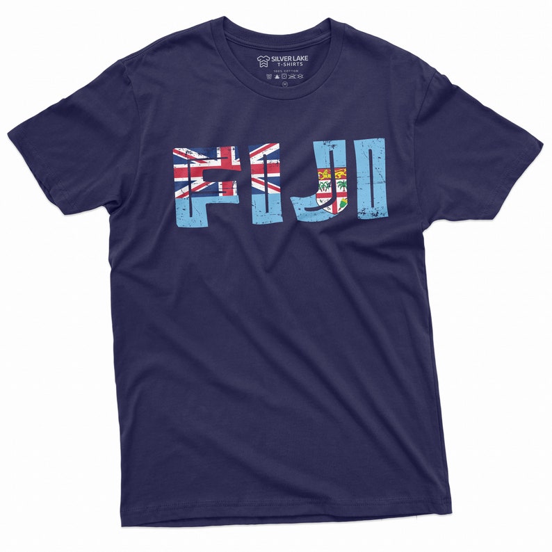 Men's Fiji T-shirt Fiji Flag Coat of Arms Rugby Tee Shirt Fiji ...
