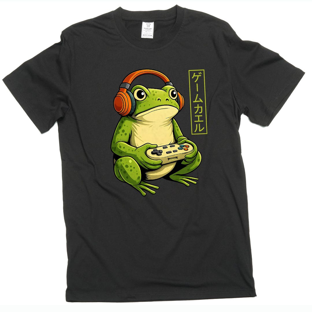 Men's Funny Gamer Frog T-shirt Japanese Style Game Frog With Controller ...
