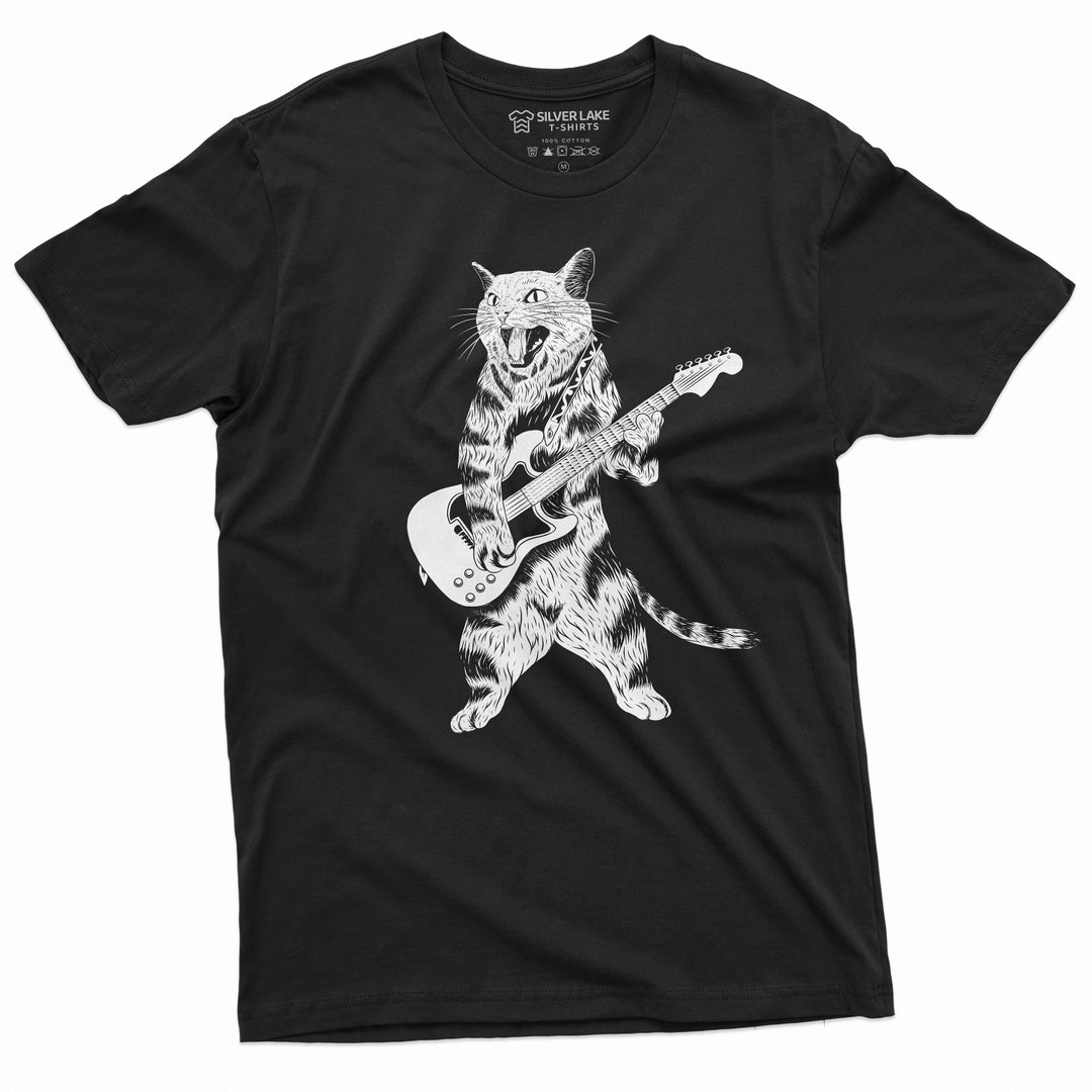 Cat Guitarist Rock Music Tee Shirt Music Band Rock Jazz Country ...