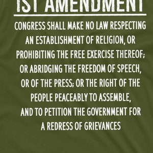 Patriotic Constitution T-shirt 1st Amendment Freedom of Speech ...