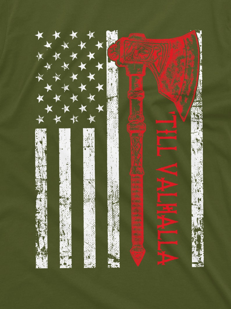 Men's Viking Till Valhalla USA Flag T-shirt American Flag - Etsy
