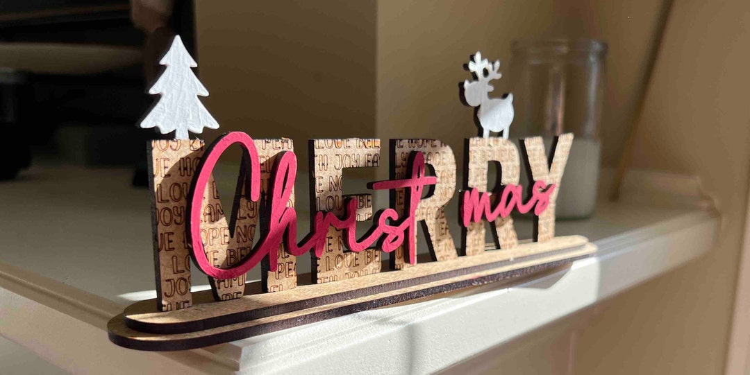 Merry Christmas Sign, Christmas Decor, 3D Signs, Desk, Table Decor ...