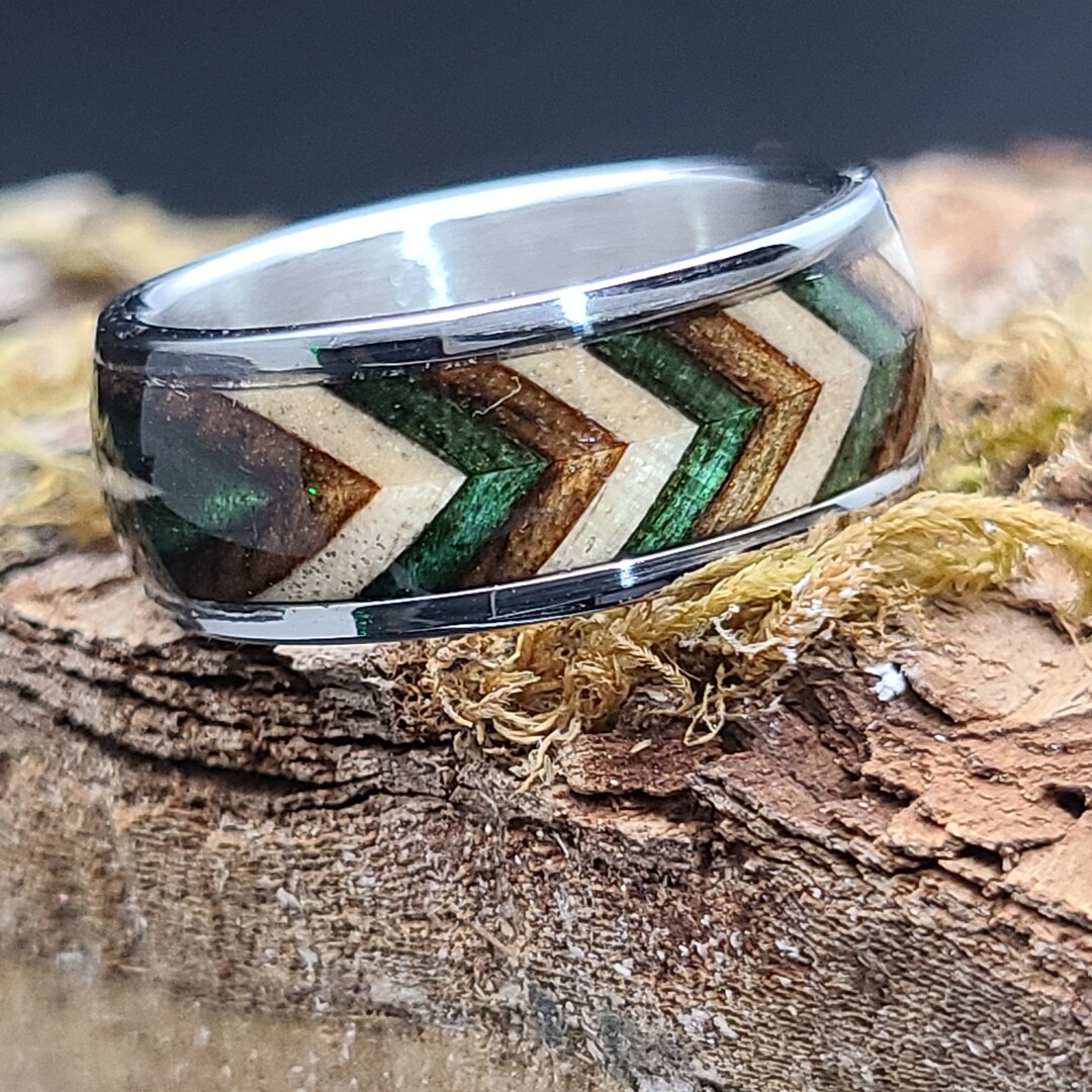 Wood Inlay Ring Custom Made Wood Ring Variety of Color - Etsy