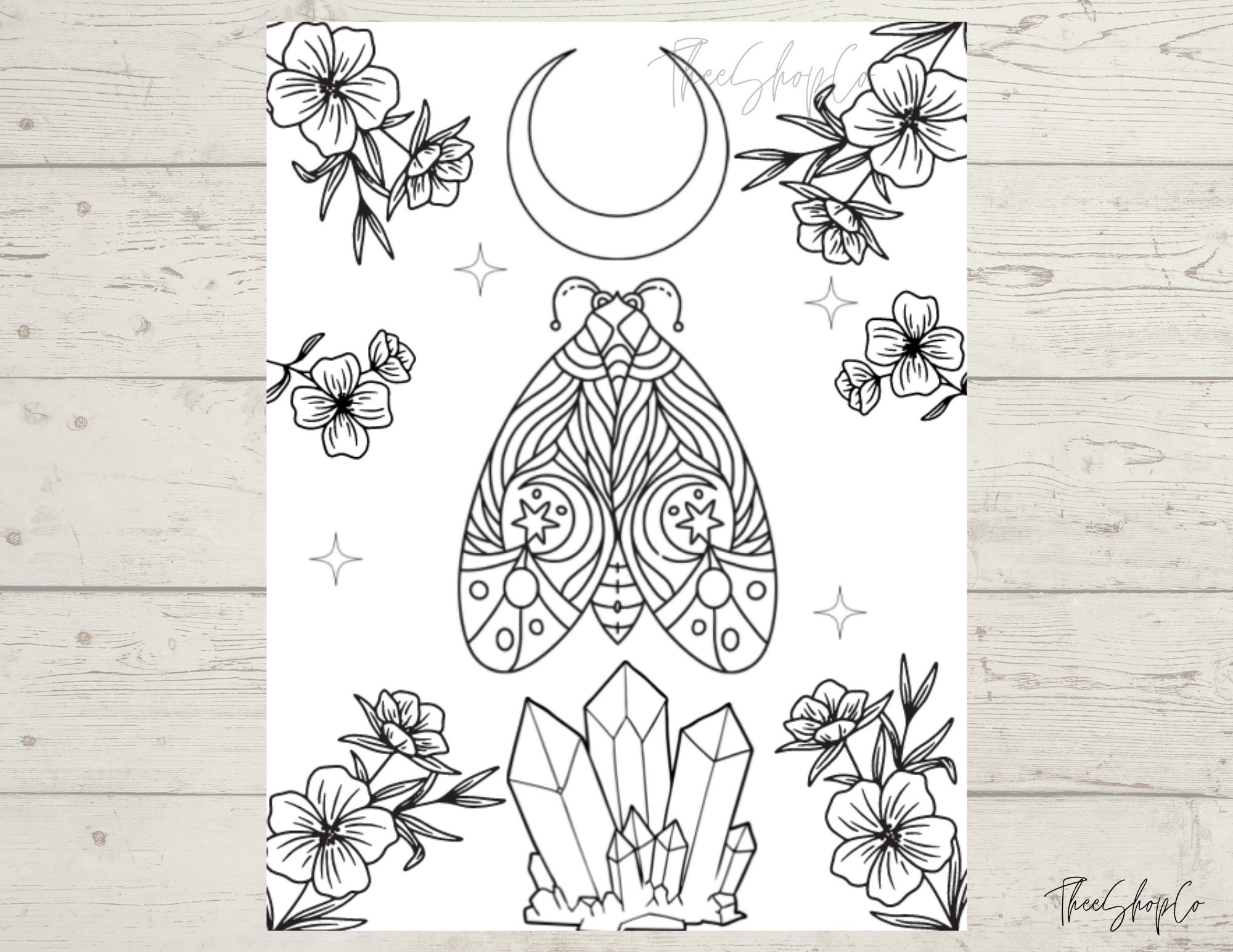 Moth Art Coloring Page/ Printable/ Digital Art/ Coloring Pages/ Pdf ...