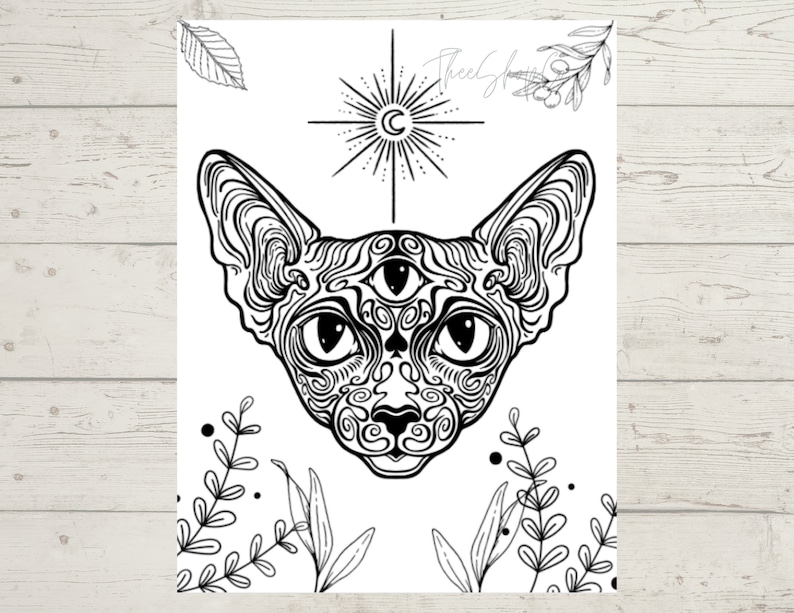 Sphynx Cat Coloring Page/ Digital Downloads/ Printable/ Digital Art ...